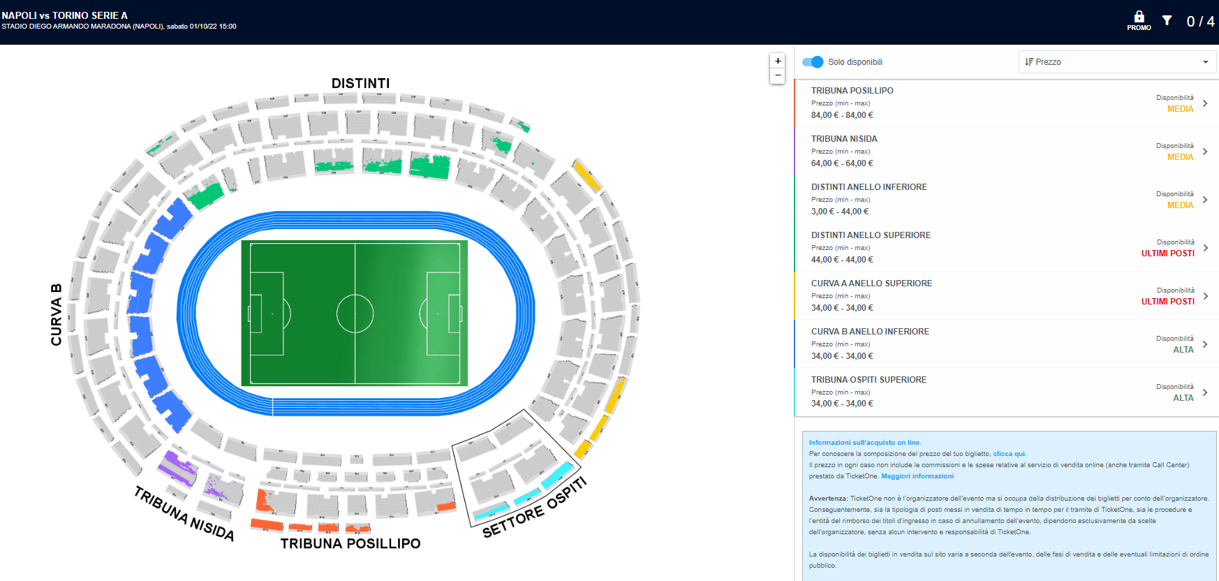 Napoli - Turin tickets: new tickets sold out? data